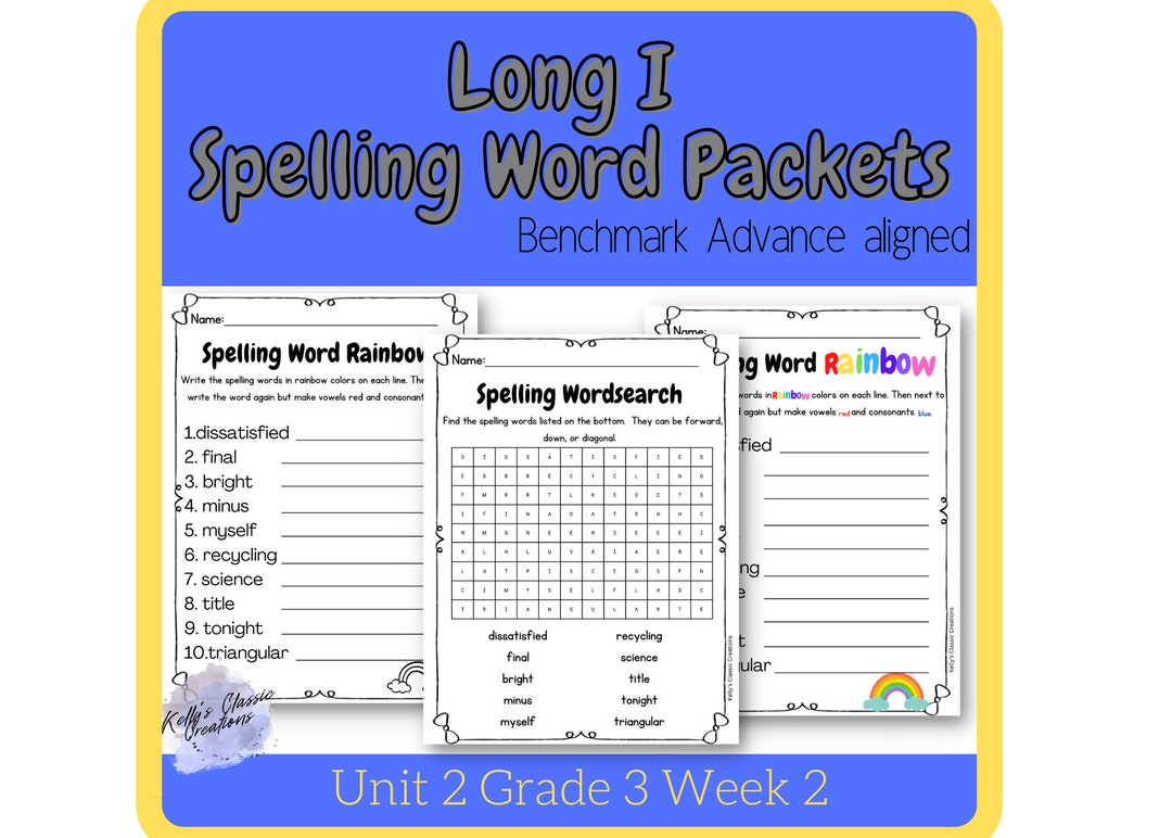 Benchmark Advance Aligned Long I Spelling Word Packet Third Grade Unit ...