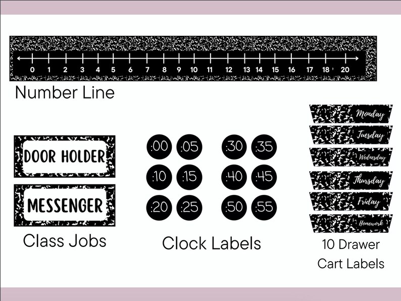 Classroom Decor Bundle Composition Book Cute Black and White Theme ...