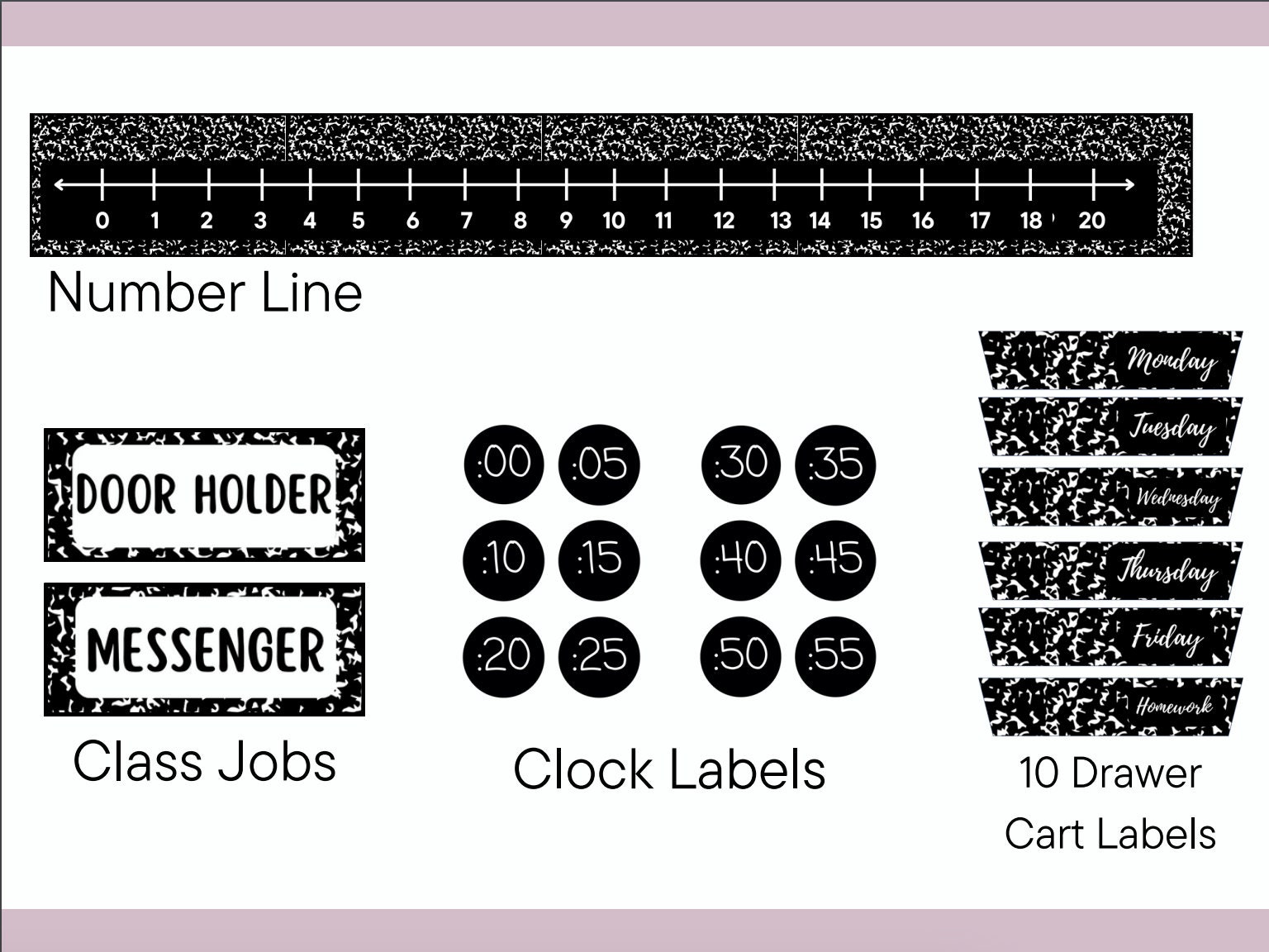 Classroom Decor Bundle Composition Book Cute Black and White Theme ...