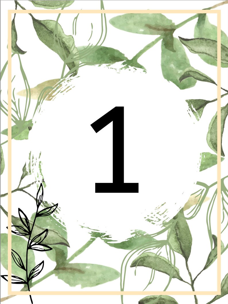 Modern Botanical Leaf Succulent Classroom Number Posters - Etsy