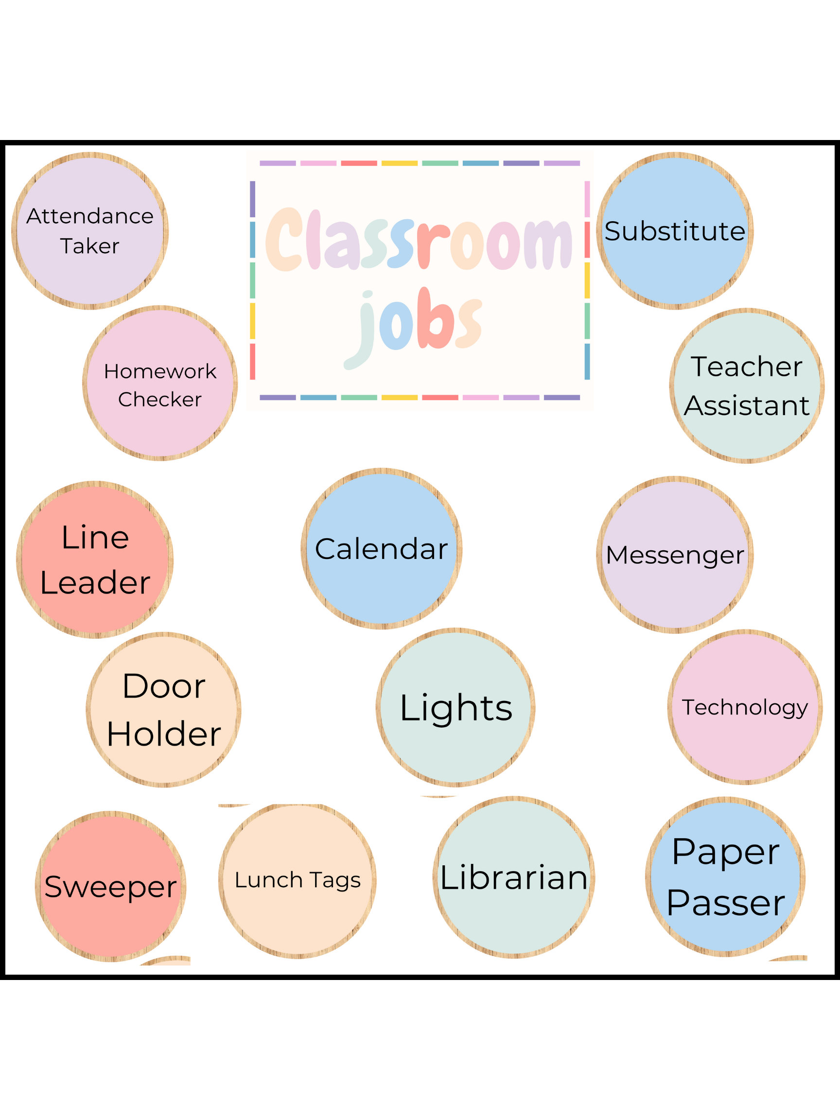 EDITABLE Boho Modern Wooden Pastel Classroom Jobs Cards Labels ...