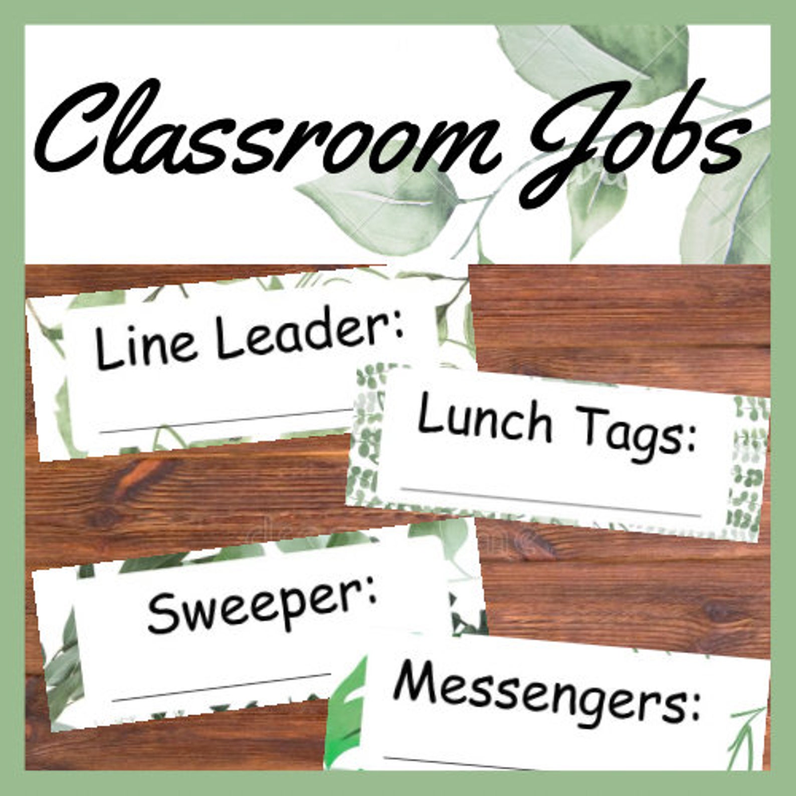 Modern Botanical Leaf Succulent Classroom Job Posters - Etsy