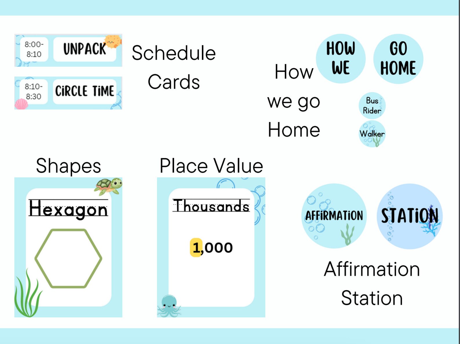 Classroom Decor Bundle Under the Sea Cute Ocean Theme Blue Primary ...