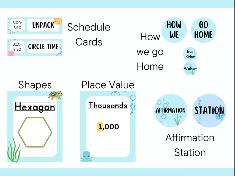 Classroom Decor Bundle Under the Sea Cute Ocean Theme Blue Primary ...