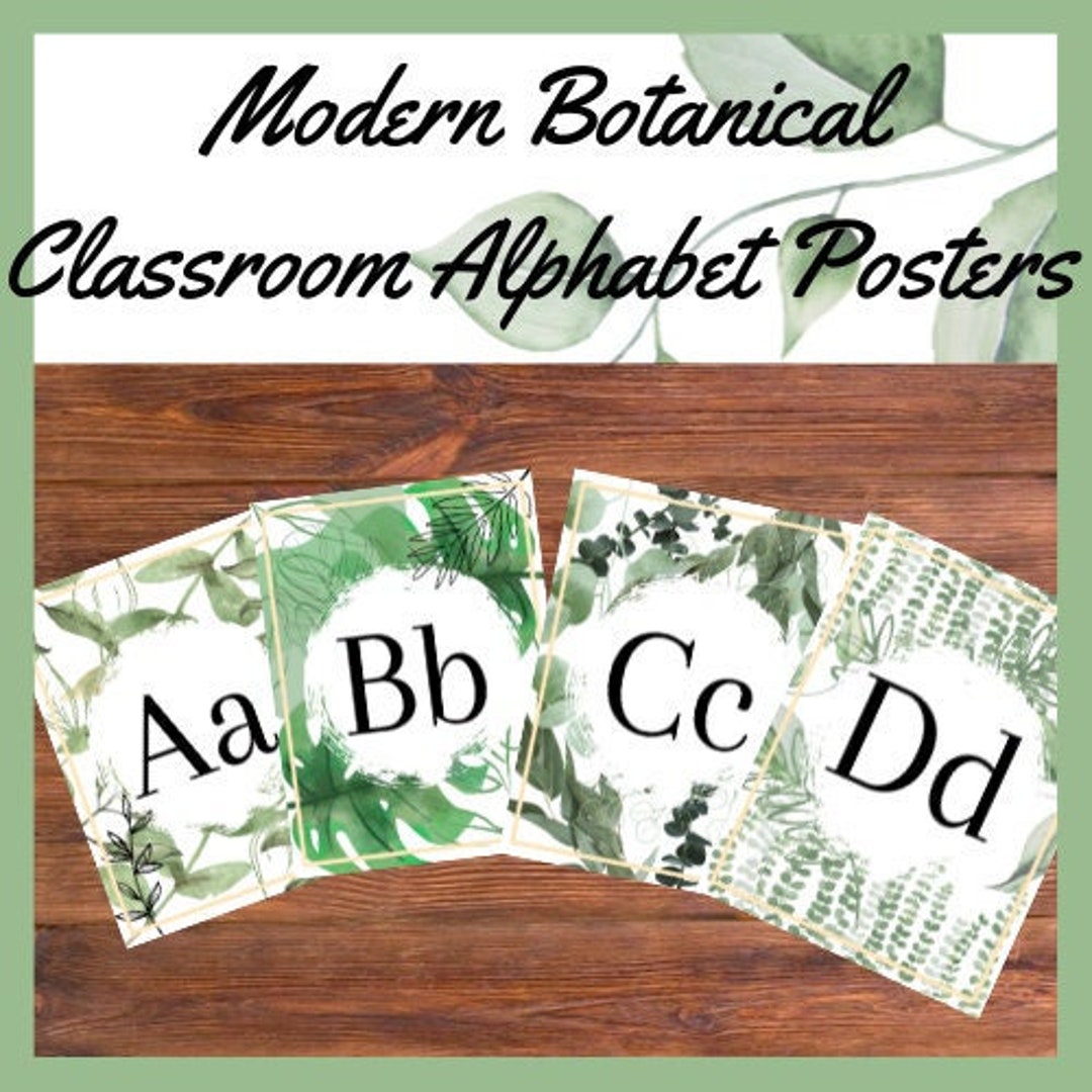 Modern Botanical Leaf Succulent Classroom Alphabet Posters - Etsy