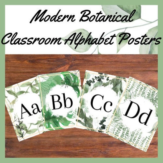 Modern Botanical Leaf Succulent Classroom Alphabet Posters - Etsy