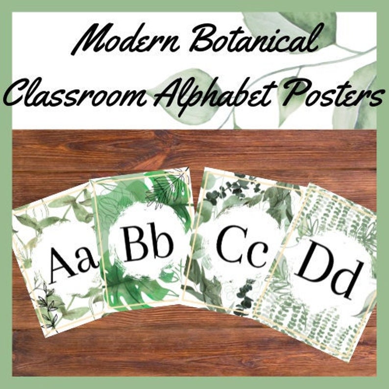 Modern Botanical Leaf Succulent Classroom Alphabet Posters - Etsy