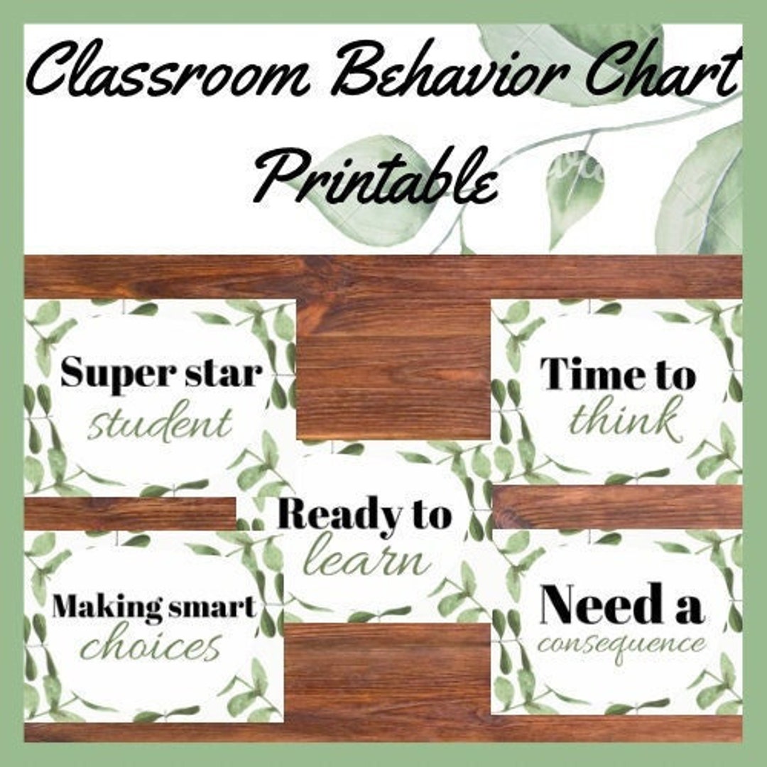 Modern Botanical Leaf Succulent Classroom Behavior Chart Posters - Etsy