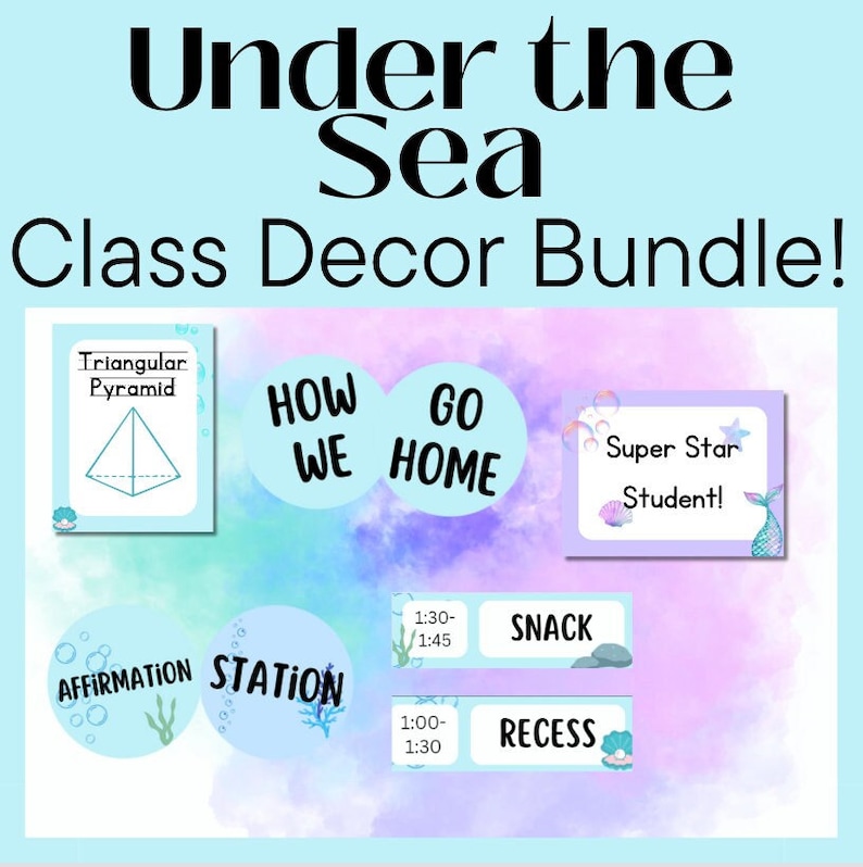 Classroom Decor Bundle Under the Sea Cute Ocean Theme Blue Primary ...