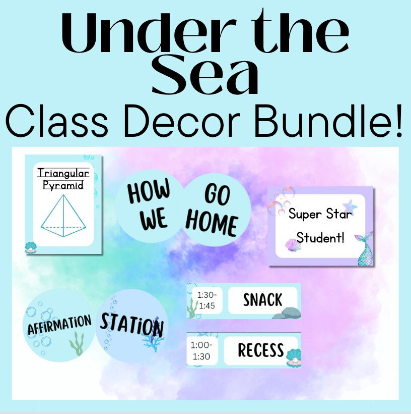 Classroom Decor Bundle Under the Sea Cute Ocean Theme Blue Primary ...