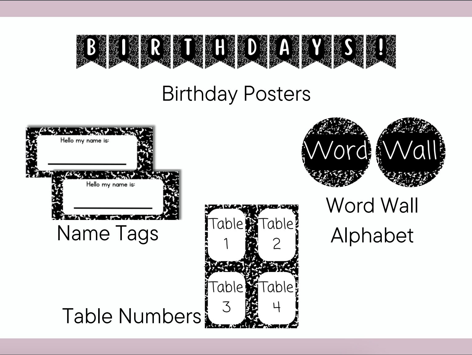 Classroom Decor Bundle Composition Book Cute Black and White Theme ...