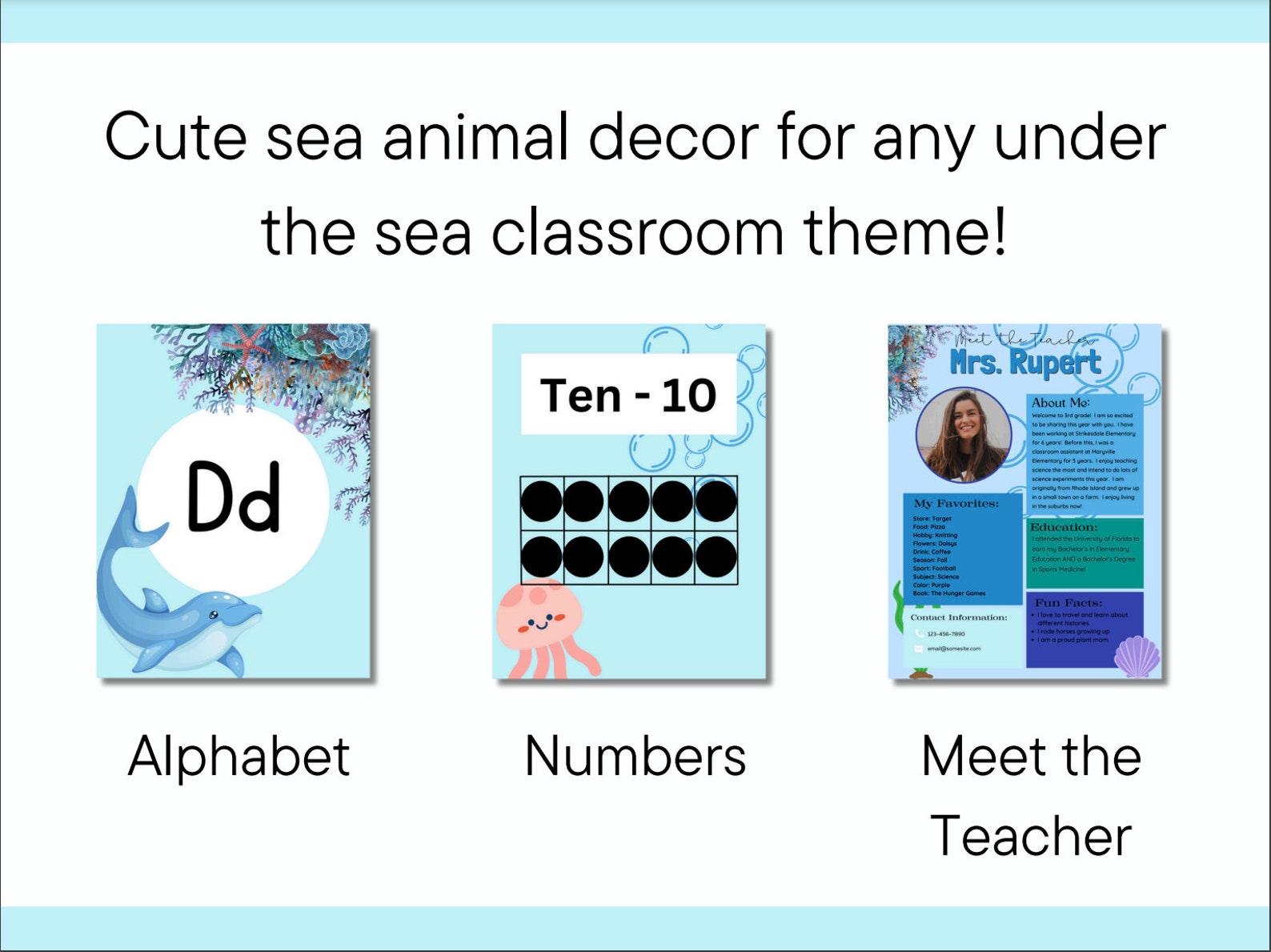 Classroom Decor Bundle Under the Sea Cute Ocean Theme Blue Primary ...