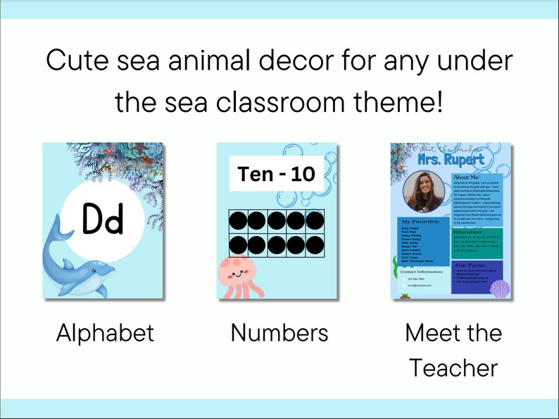 Classroom Decor Bundle Under the Sea Cute Ocean Theme Blue Primary ...