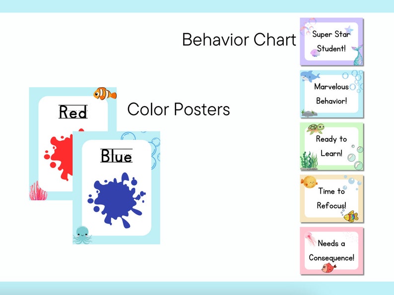 Classroom Decor Bundle Under the Sea Cute Ocean Theme Blue Primary ...