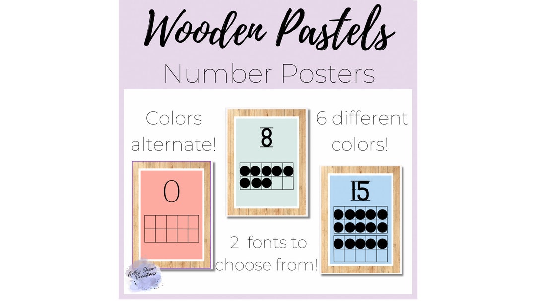 Boho Modern Wooden Pastel Classroom Number Posters Printable Elementary ...