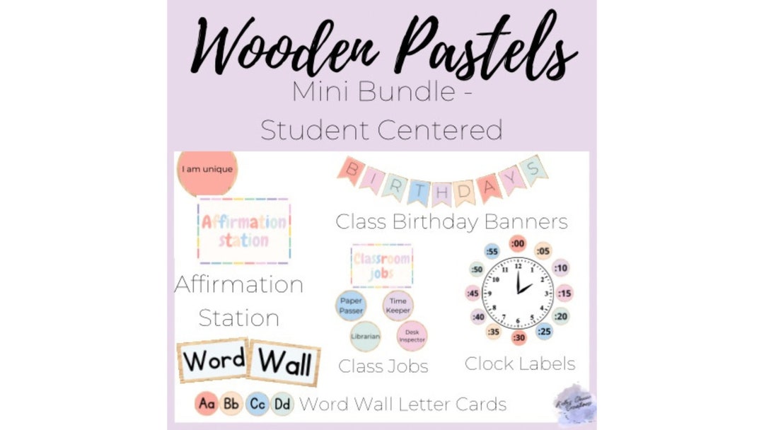 Boho Modern Wooden Pastel Mini Student Centered Bundle Birthday Word ...
