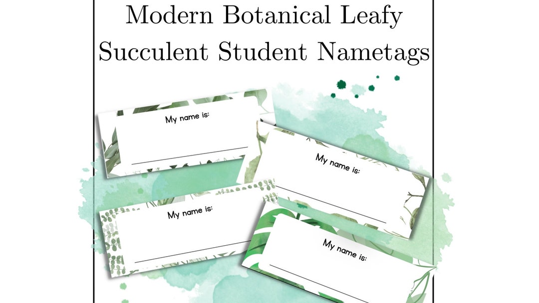 CHEAP Modern Botanical Leaf Succulent Student Classroom Name-tags - Etsy