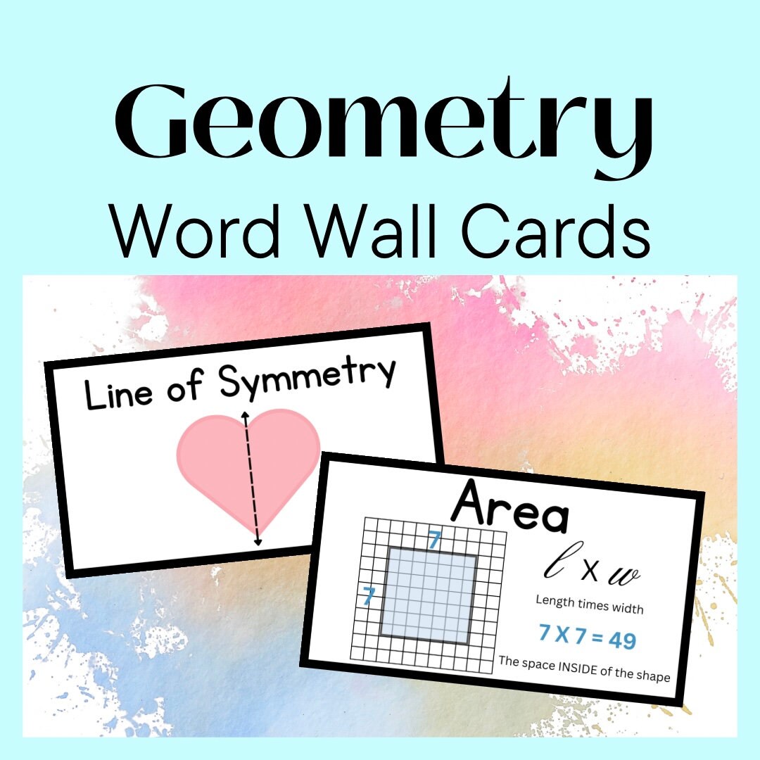 Vocabulary Word Wall Cards: Geometry Edition Second Third Fourth Grade ...