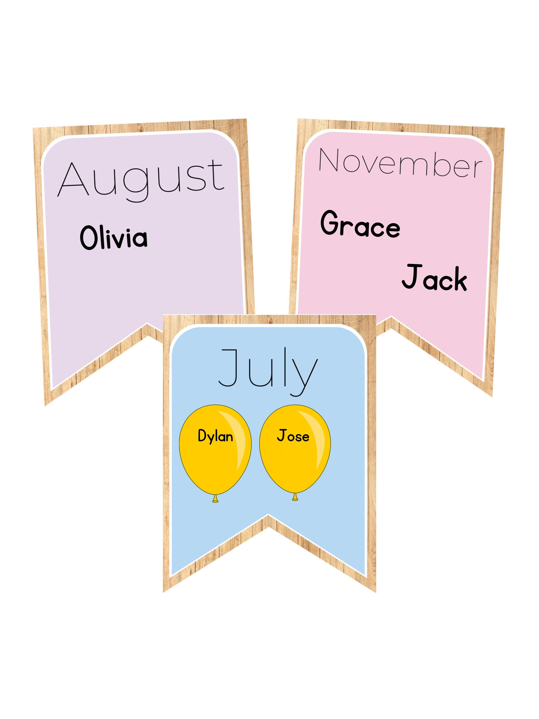 Boho Modern Wooden Pastel Classroom Birthday Posters Printable ...