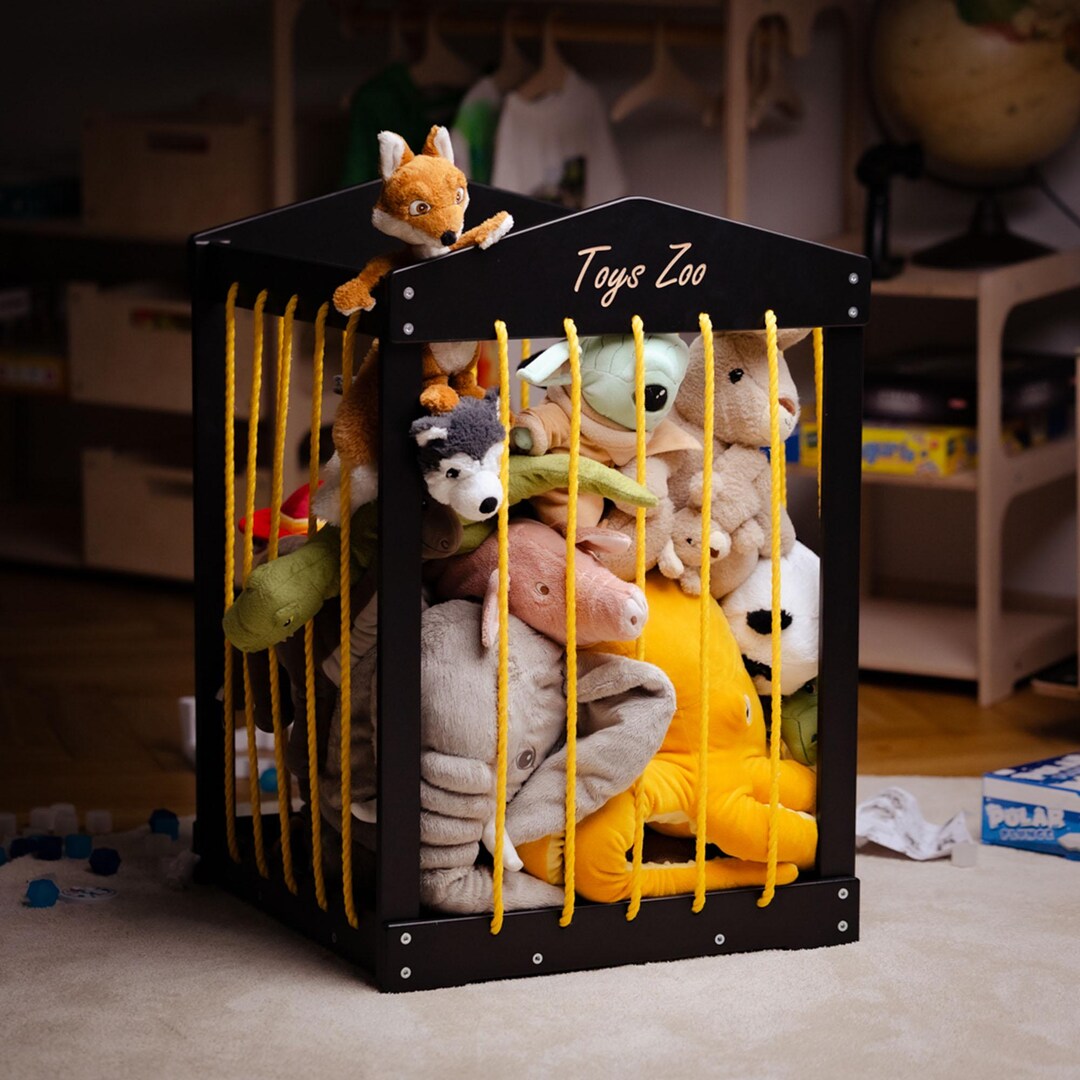 Toy Zoo Organizer | Soft Toy Storage Cage | Freestanding Plush Animal ...