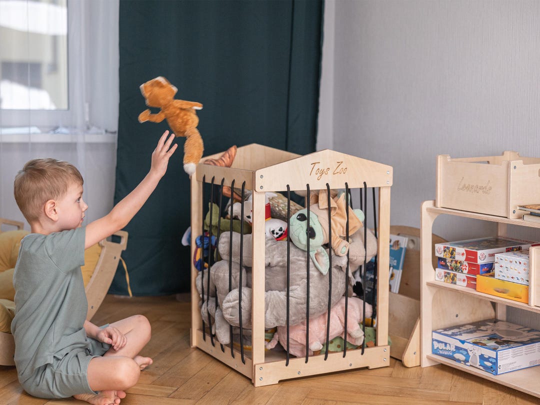 Toy Zoo Organizer | Soft Toy Storage Cage | Freestanding Plush Animal ...