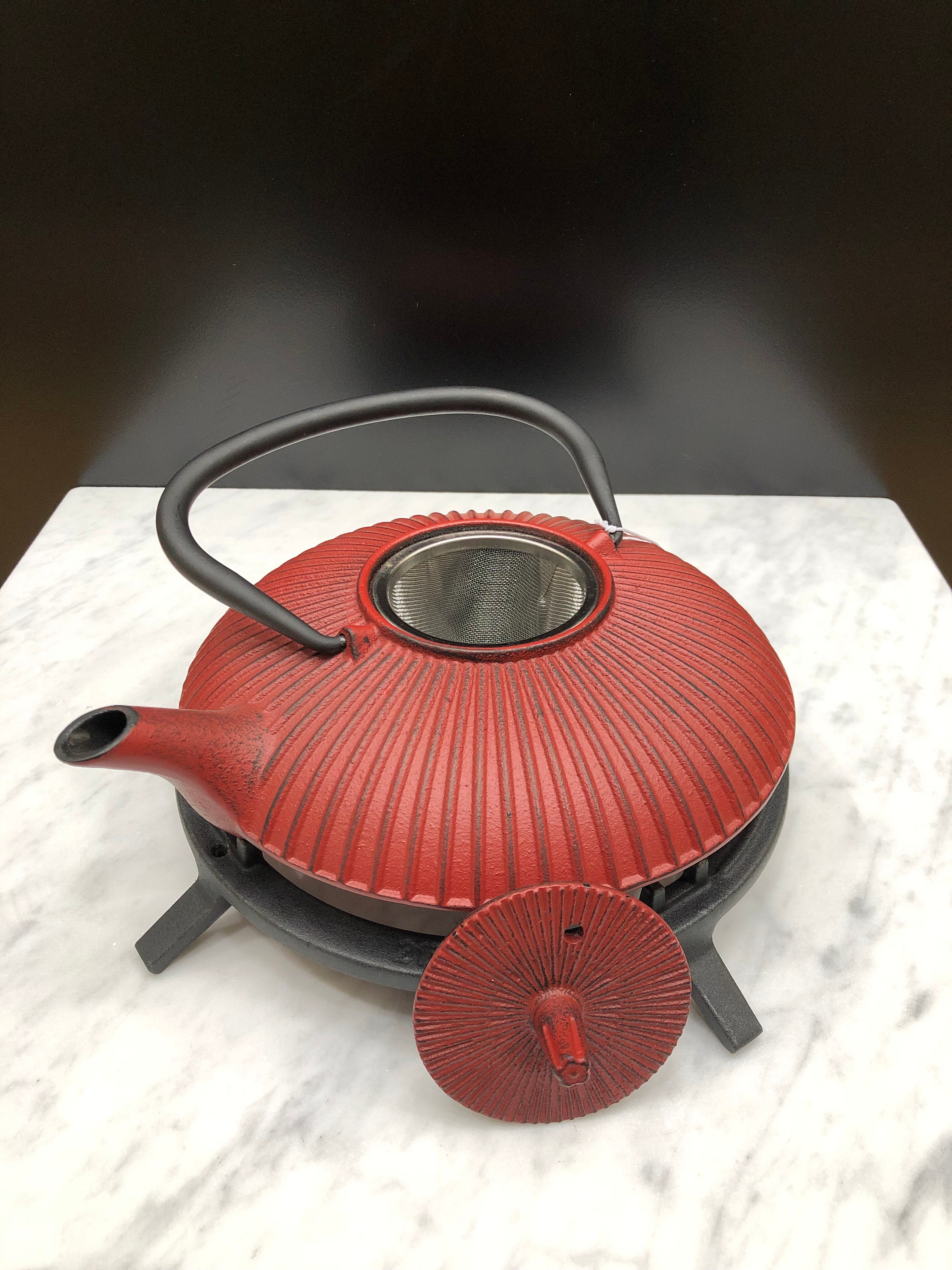 Red Cast Iron Teapot With Infuser With Cast Iron Stand - Etsy