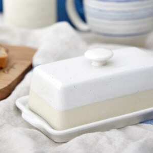 White Rectangular Butter Dish W/lid - Etsy