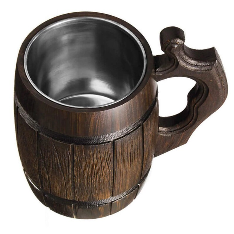 Natural Solid Oak Wooden Barrel Drinking Mug Double - Etsy