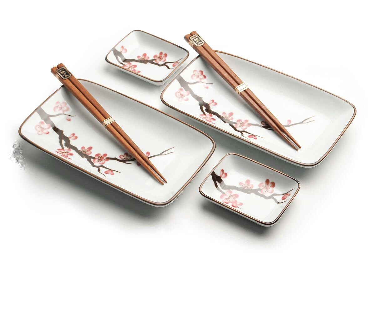 Oriental Sakura Sushi Set With Floral Design - Etsy