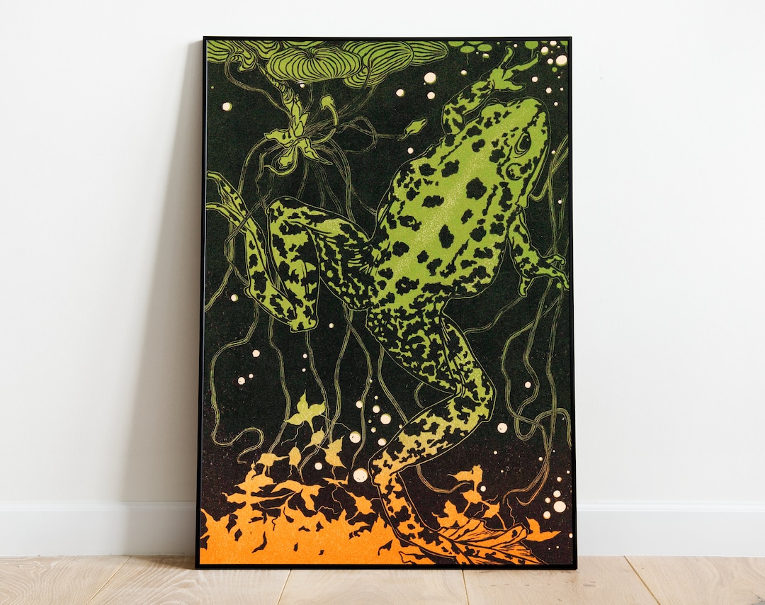 Vintage Frog Poster 12x18 | Frog and Toad Art Print Gifts | Frog Decor ...