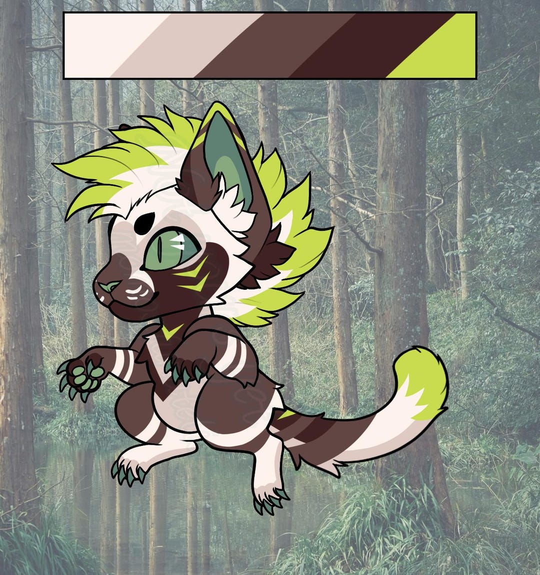 Toxic Green Swamp Kitty Brown Creme Fursona Furry Adopt Furry Adoptable ...