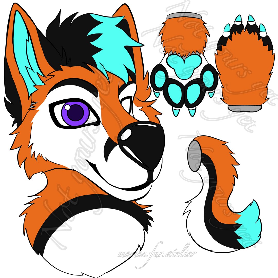 Neon Fox Fursuit Premade Preclaim Semi Toon Head W. Moving Jaw on Syrupstudios Headbase 3D ...
