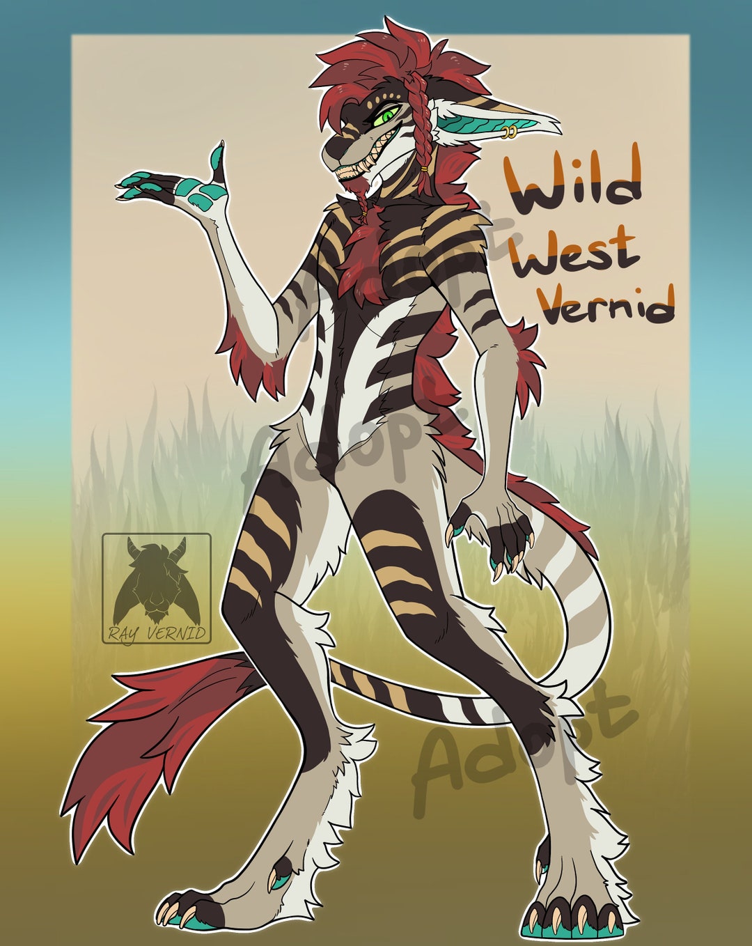Wild West Inspired Vernid Adopt by Rayvernid Fursona Furry Adopt Adoptable Sona OC Design ...