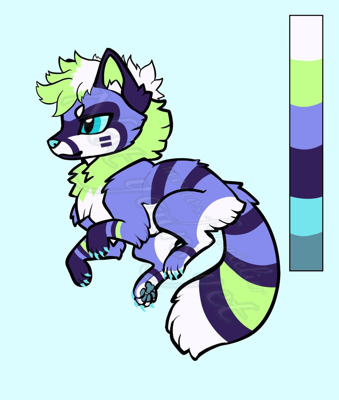 Purple Raccoon Fox Striped Canine Adopt Adoptable Furry Furries Artwork ...