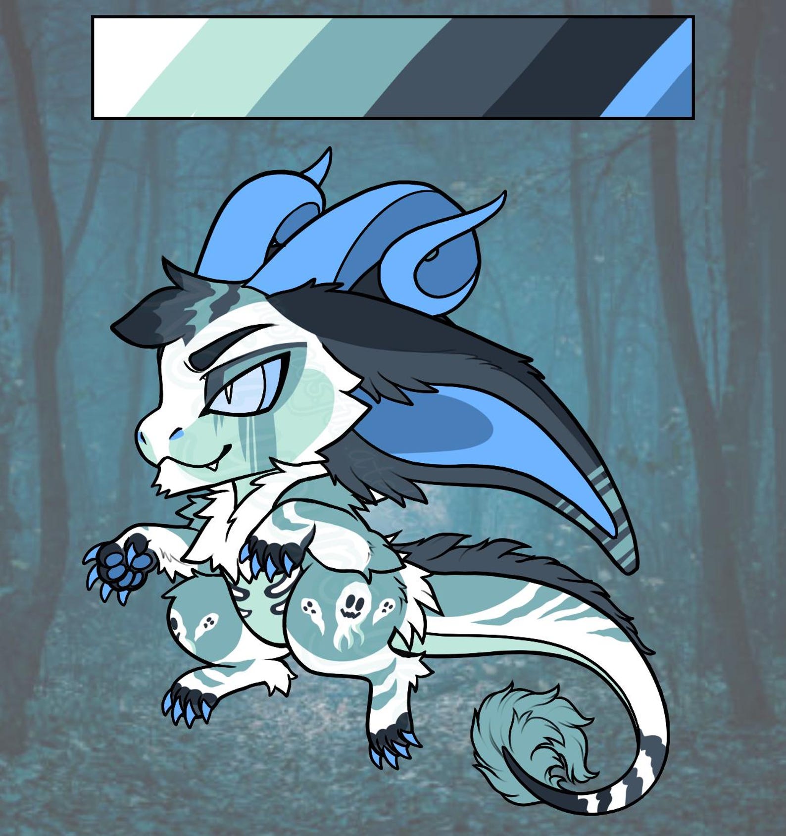 Banshee / Ghoul Inspired Autumn Dragon Drake Derg Teal Fursona Furry ...