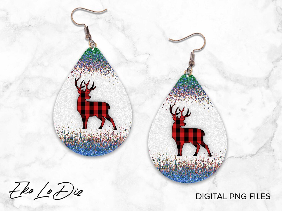 Buffalo Teardrop Earring, Deer Buffalo Plaid Design, Sublimation Png ...