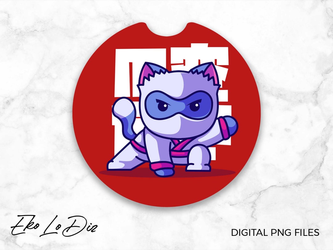 Ninja Kat Car Coaster PNG, Digital PNG File, Instant Download ...