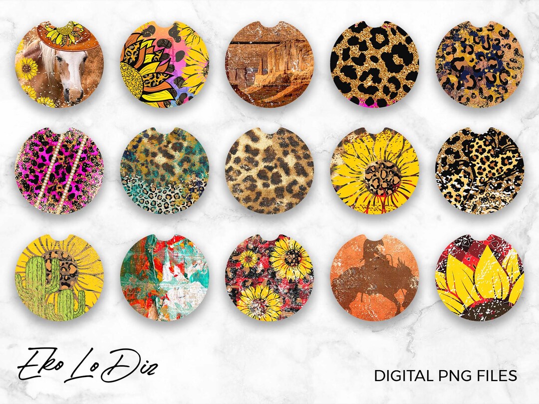 Car Coasters PNG, Western Car Coasters Sublimation Design Bundle PNG ...