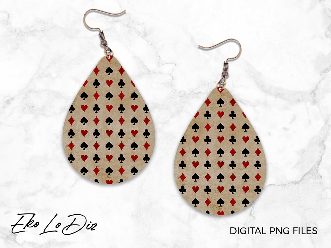 Playing Card Design Teardrop Earring PNG, Sublimation Png, Sublimation ...