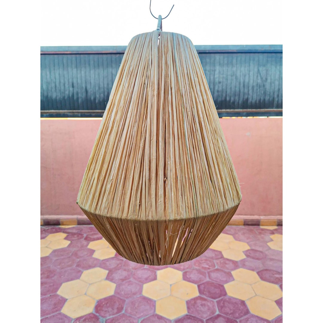 Suspension Handmade Raffia Lamp - Etsy