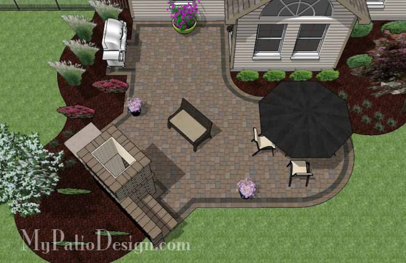 DIY Patio Plan With Fire Place 460 Sq. Ft. - Etsy