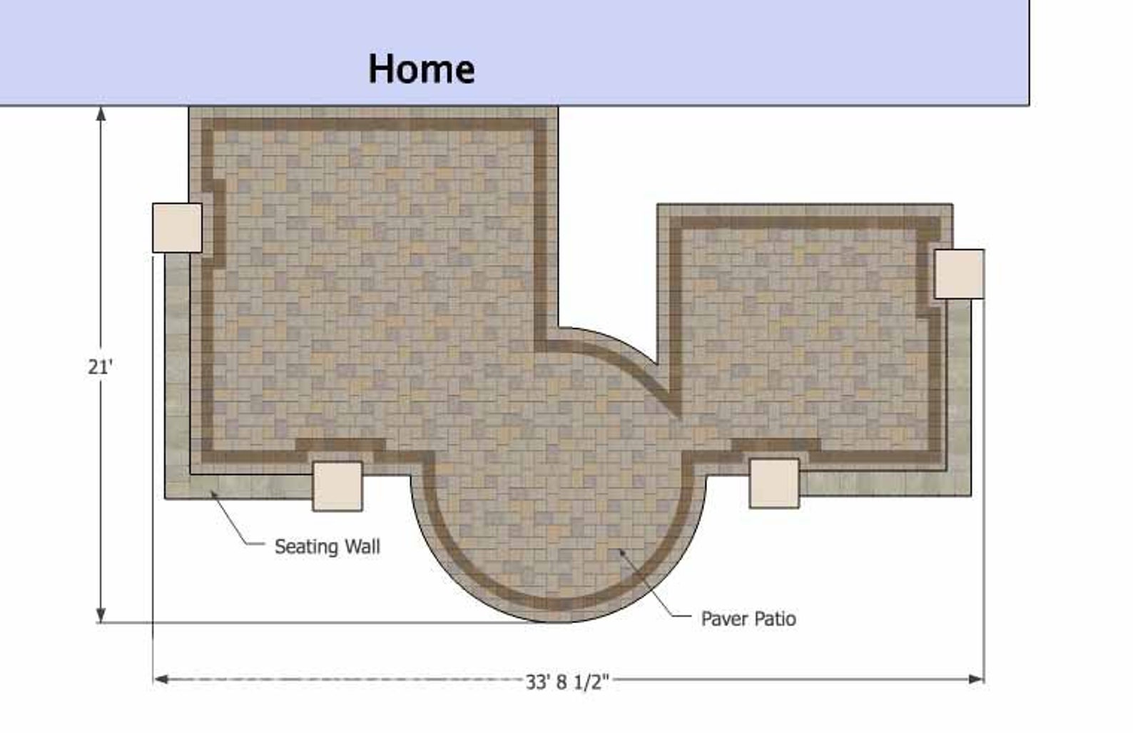DIY Patio Plan With Two Seating Walls 445 Sq. Ft. - Etsy