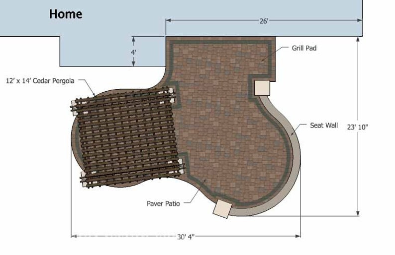 DIY Patio Plan With Seating Wall and Pergola 465 Sq. Ft. - Etsy