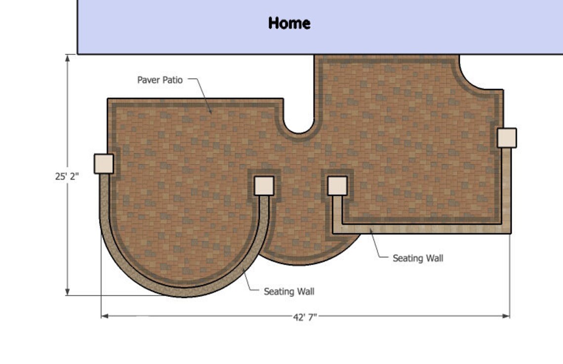 DIY Patio Plan With Two Seating Walls 705 Sq. Ft. - Etsy