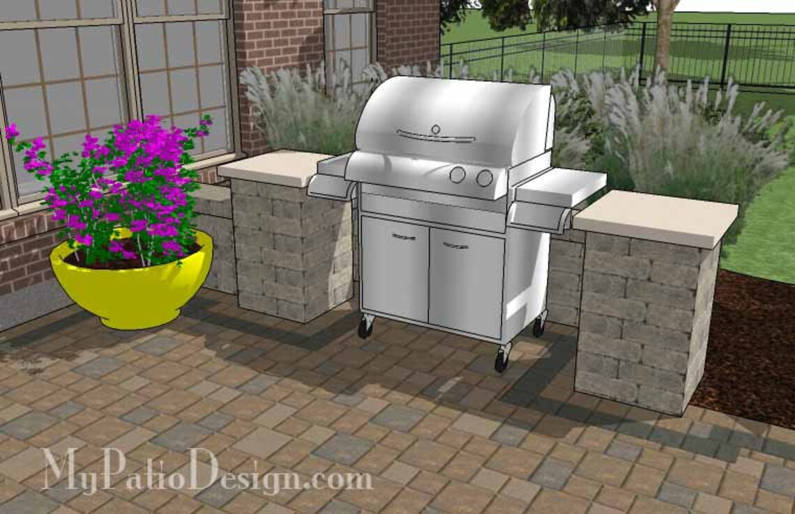 DIY Patio Plan With Seating Wall, Outdoor Grill Station and Gravel Bed ...