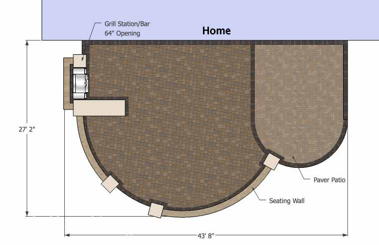 DIY Patio Plan With Two Seating Walls and Outdoor Grill Station With ...
