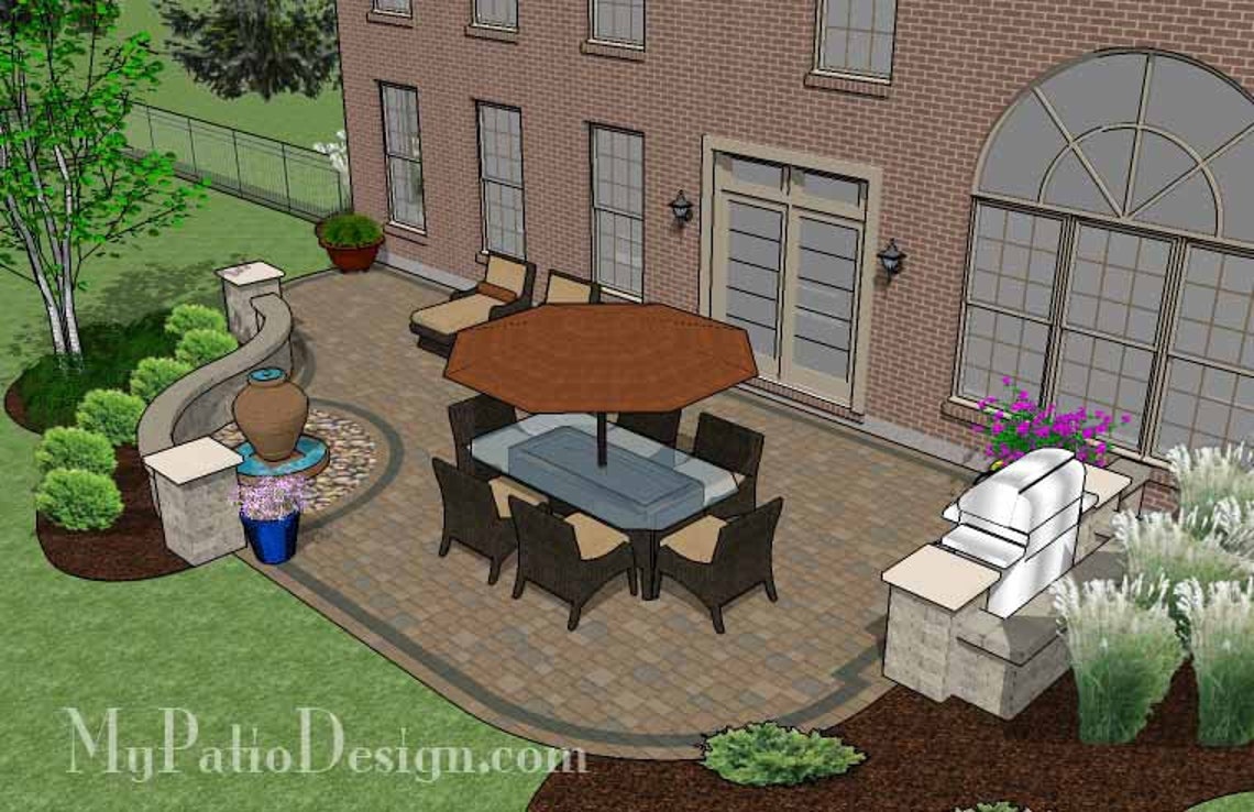 DIY Patio Plan With Seating Wall, Outdoor Grill Station and Gravel Bed ...