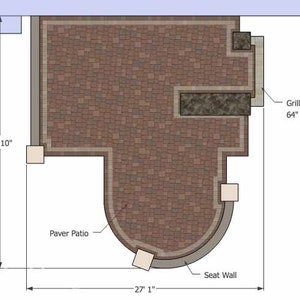 DIY Patio Plan With Two Seating Walls and Outdoor Grill Station With ...