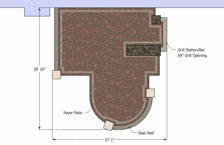 DIY Patio Plan With Two Seating Walls and Outdoor Grill Station With ...