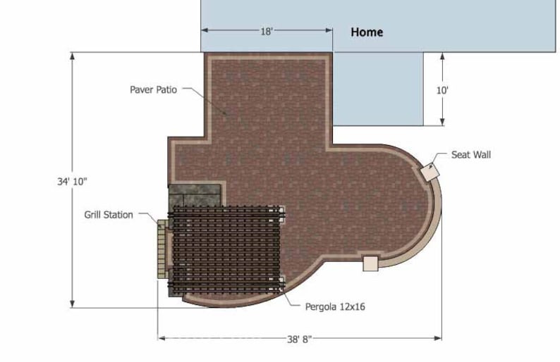 DIY Patio Plan With Seating Wall, Outdoor Grill Station With Bar and ...
